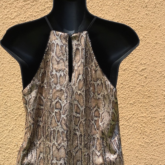 Zara | Tops | Zara Gold Sequin Snake Print Top | Poshmark
